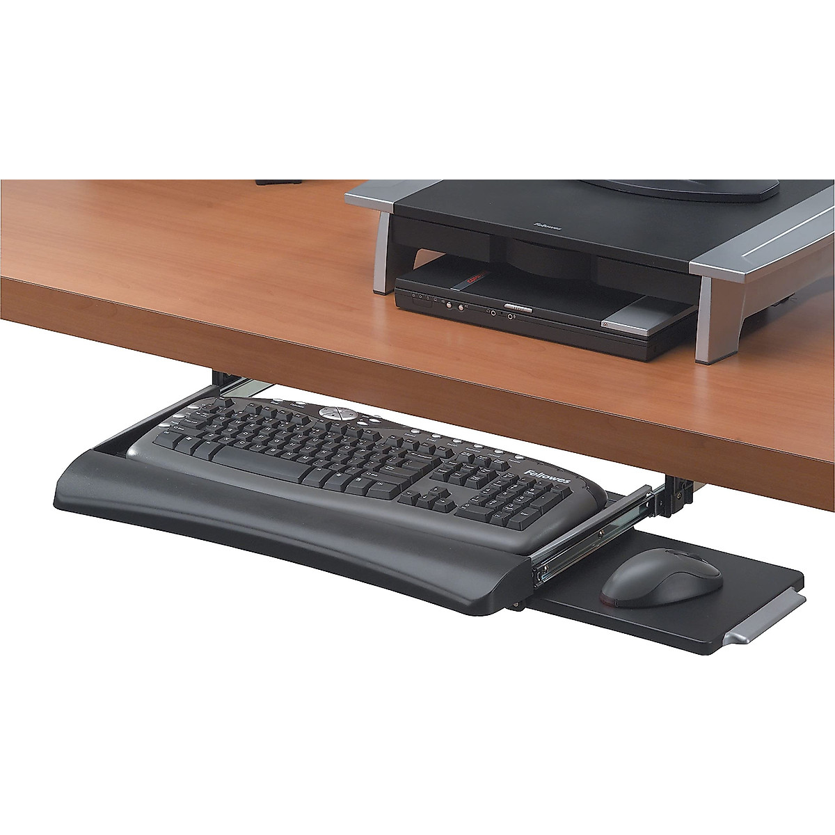 Fellowes 9140303 Underdesk Keybrd Tray, 20-1/8-Inch x7-3/4-Inch, BK/Silver