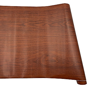 LovingWay 14.7 feet Wallpaper Roll Red Wood Grain Shelf Liner 17.7x177 Inch Self-Adhesive Computer Gaming Desk Lining Paper Christmas New Year Decor