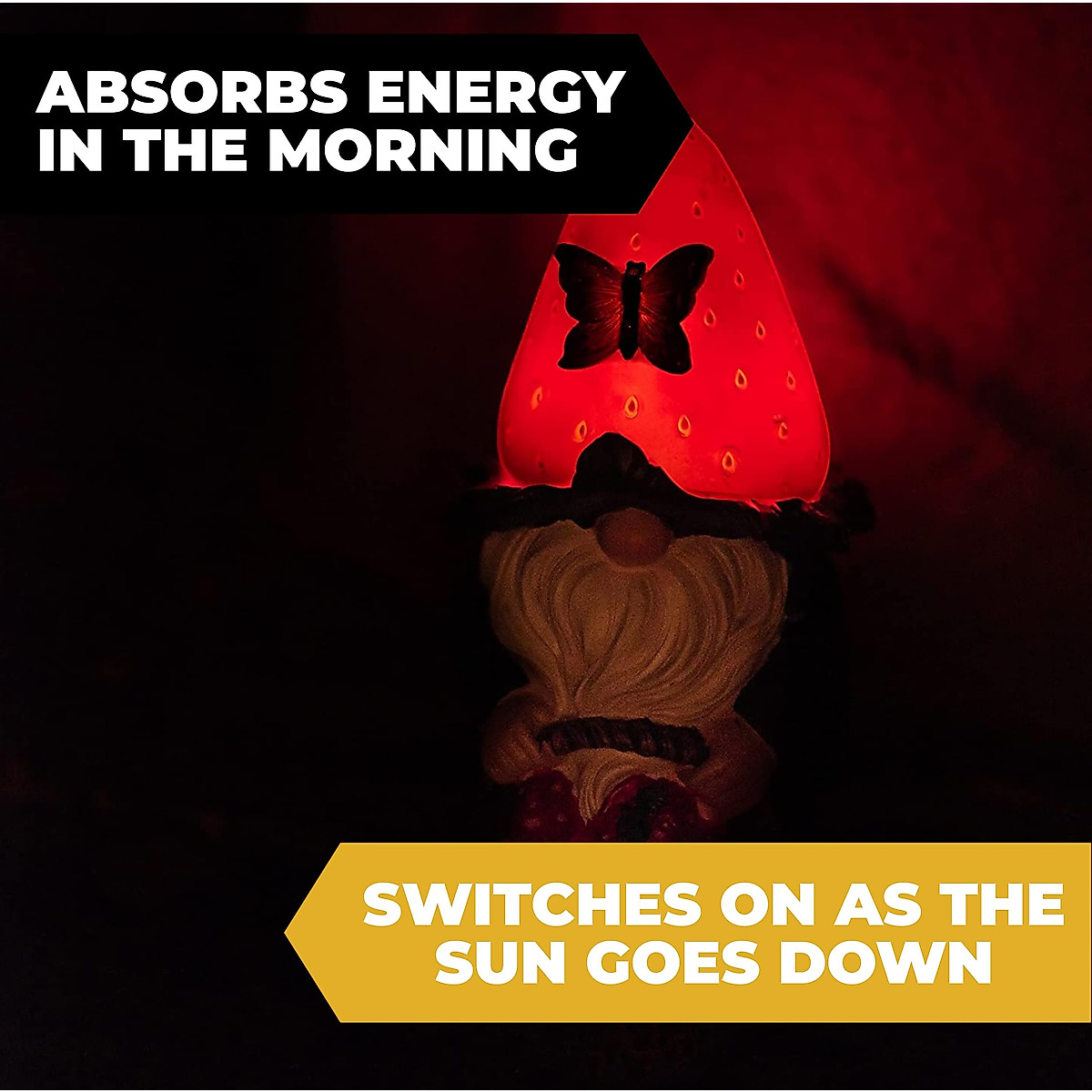 VP Home Strawberry Gnome Solar Powered LED Outdoor Decor Garden Light Great Addition for Your Garden, Solar Powered Light Garden Gnome, Christmas Decorations Gifts