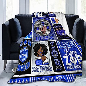 Zeta Phi Sorority Paraphernalia Gifts Zeta Phi Blanket Soft Flannel Throw Blanket Cute for Sofa Bed Living Room 50"x40"