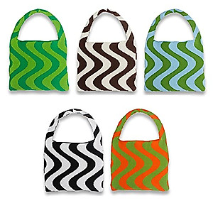 Woven Tote Bag, Knitted Messenger Bag Wavy Striped Shoulder Bag Underarm Colorblocking Women'S Bag (blue-green)