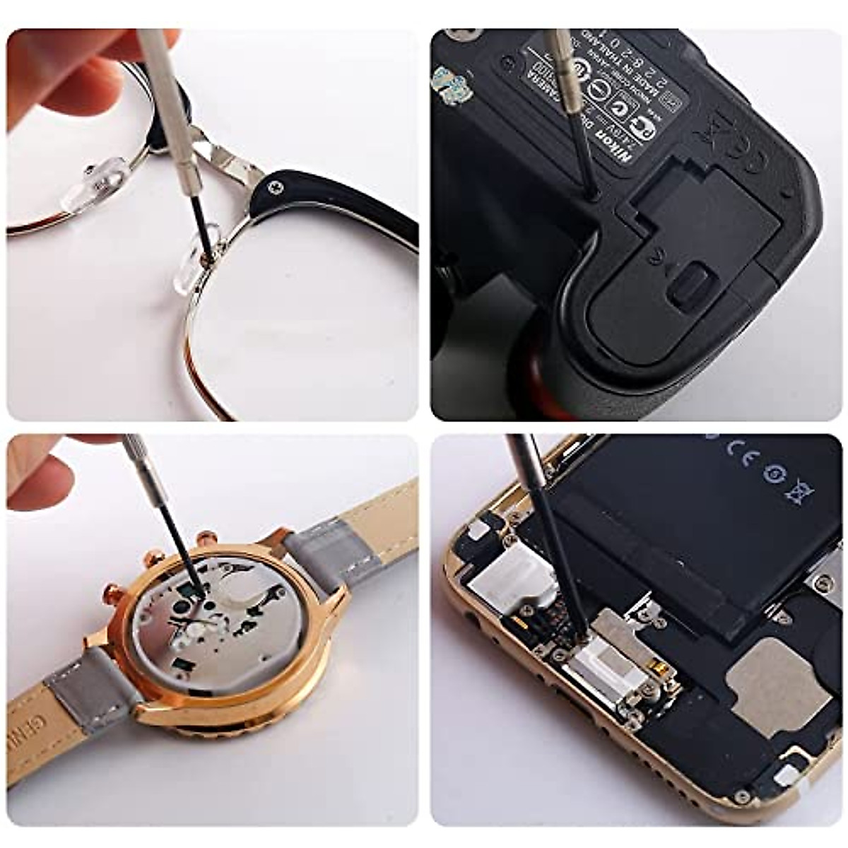 Magnetic Eye Glass Repairing Kit, Sunglasses Eyeglass Repair Kit with Eyeglass Screws，Include 10 Pairs of Screw-in Nose Pads, Screws, Screwdrivers, Tweezer and Cleaning Cloth for Glasses