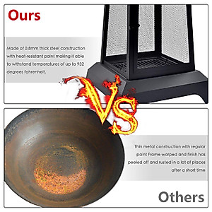 Large Fire Pits Wood Burning 44'' High Chimineas Fire Pit Steel Big Outdoor Pagoda Style Firepits Bowl with Mesh Spark Screen Modern Firepits for Camping,Backyard,Party…