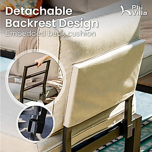 PHI VILLA Outdoor 2-Seat Sofa Conversation Sets Patio Metal Loveseat Couch for Bistro, Backyard, Garden