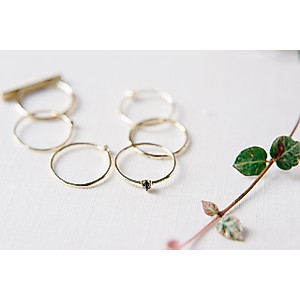 Honeycat Black Iron Ore Crystal Point Ring in 18k Rose Gold Plate | Minimalist, Delicate Jewelry (RG, 6)