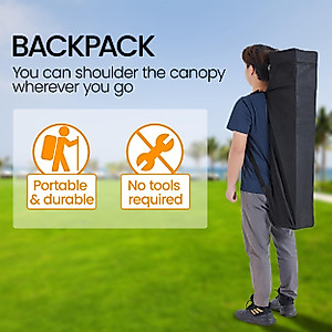 Yaheetech Pop Up Canopy Tent with Backpack, 10x10 Base Portable Easy One Person Setup Folding Shelter Compact Lightweight Slant Leg Canopy with 1 Sidewall, 8x8 Top, Blue