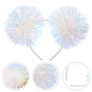 Tinsel Bling Pom Pom Headband Pom Pom Headband Pom Pom Headbopper Pom Pom Costume Headwear for Adults Pom Pom Hair Band White Springs Head Bopper Alien Head Boppers