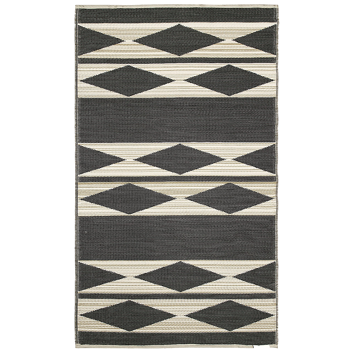 Fab Habitat Outdoor Rug - Waterproof, Fade Resistant, Crease-Free - Premium Recycled Plastic - Geo Tribal - Porch, Deck, Balcony, Mudroom, Laundry Room, Patio - Cairo - Natural & Black - 3 x 5 ft