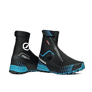 SCARPA Ribelle Run Kalibra G Water-Resistant Trail Shoes with Gaiter for Trail Running and Hiking - Black/Azure - 9-9.5 Women/8-8.5 Men