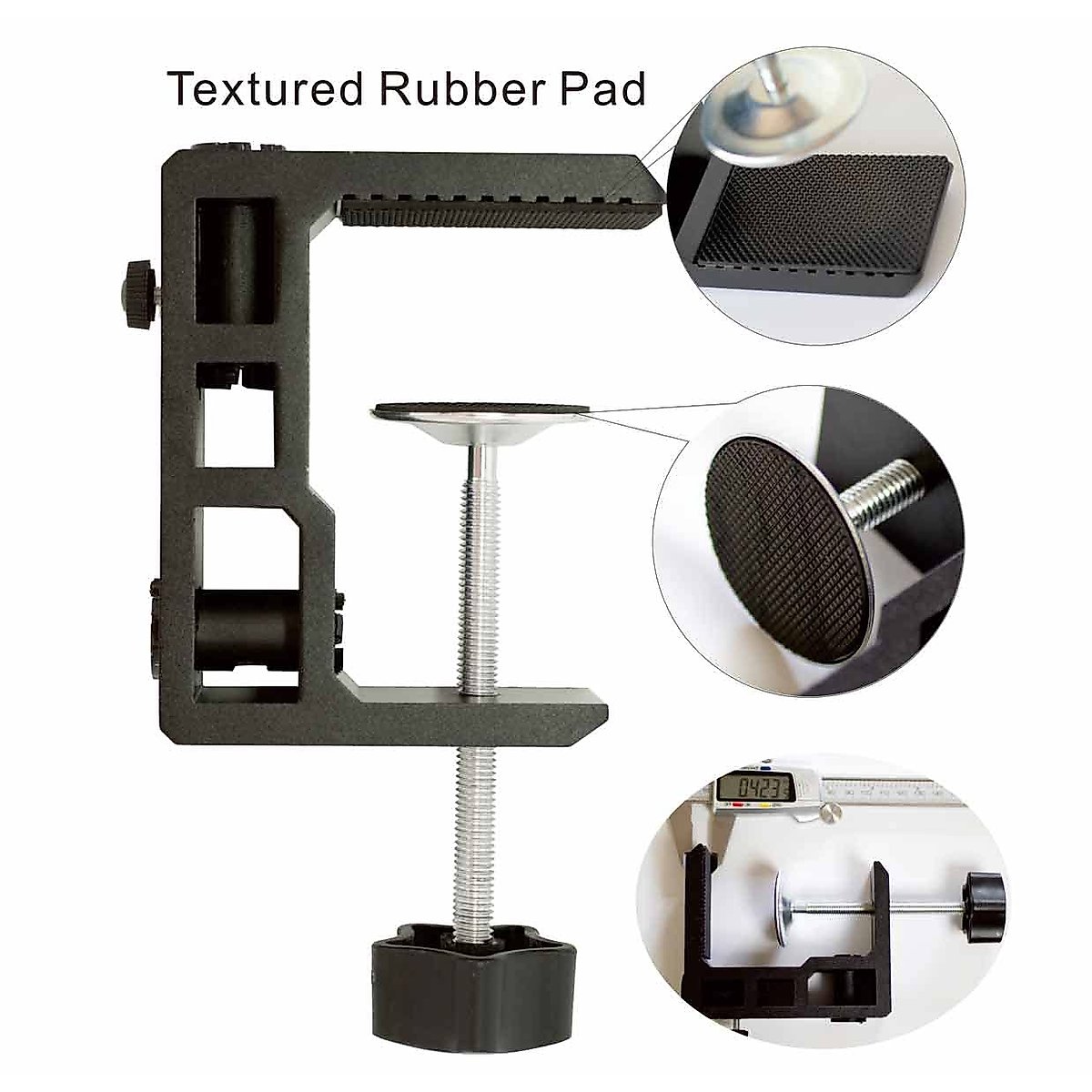 Replacement Heavy Duty C Clamp for 1/2” Base Magnifying Lamp，XINME Desk Lamp，Swing Arm Lamp，Phone Mount，I pad Mount，Tablet Holder，Mic Holder (G2 BLACK)