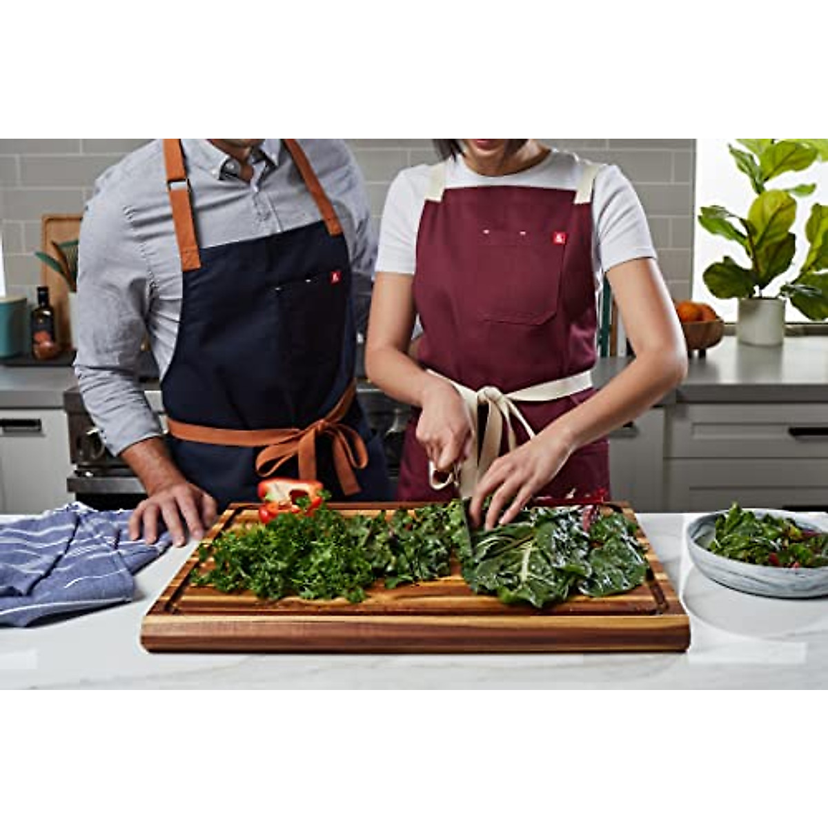 Sonder Los Angeles, XXL Thick Edge Grain Teak Wood Cutting Board for Kitchen with Juice Groove, 23x17x1.5 Charcuterie Wooden Board in Large (Gift Box Included)