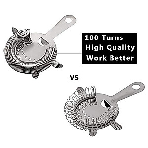 Sky Fish Hawthorne Cocktail Strainer Stainless Steel Bar Strainer Professional 4 Prong Strainer with 100 Wire Spring