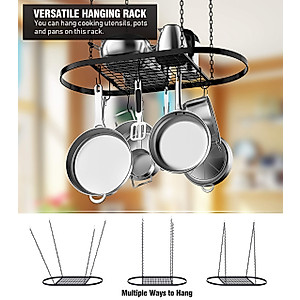 Kaptron Pot Rack Ceiling Mount Cookware Pan Rack Hanging Hanger Organizer Storage with 10 Pot Hooks - Multi-Purpose Organizer Holder for Home, Restaurant, Kitchen Cookware, Utensils, Household