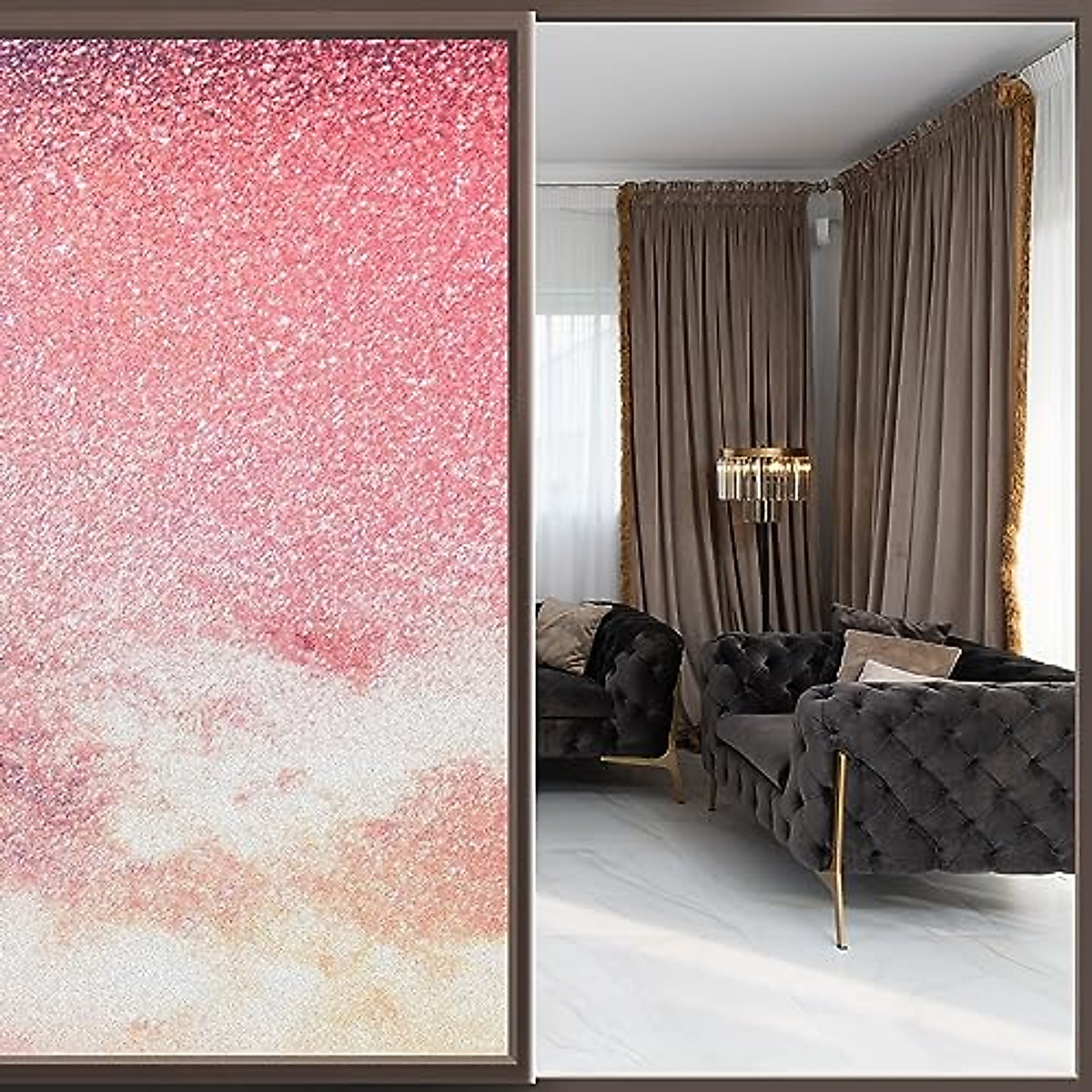 IOACIY Privacy Window Film Frosted Glass Sticker for Home Office Static Anti-UV Window Paper Decorative Window Covering for Bathroom (Universe Outer Space Starry Sky Red Blue-62, 17.7" x 23.6")