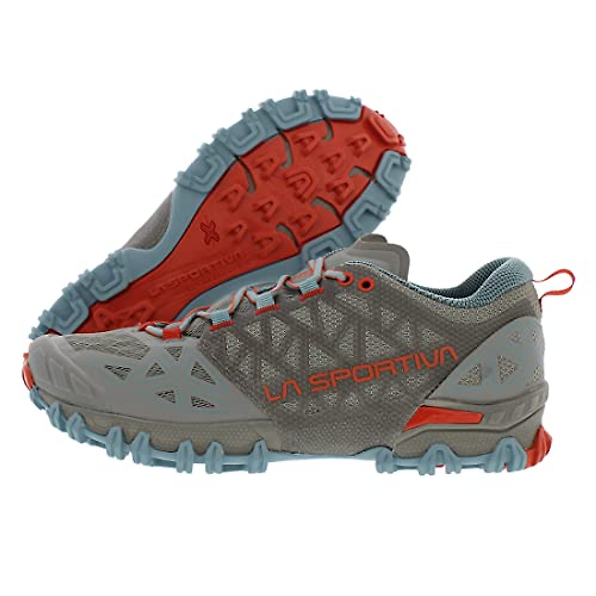 La Sportiva Womens Bushido II Trail Runnng Shoes, Moon/Paprika, 8