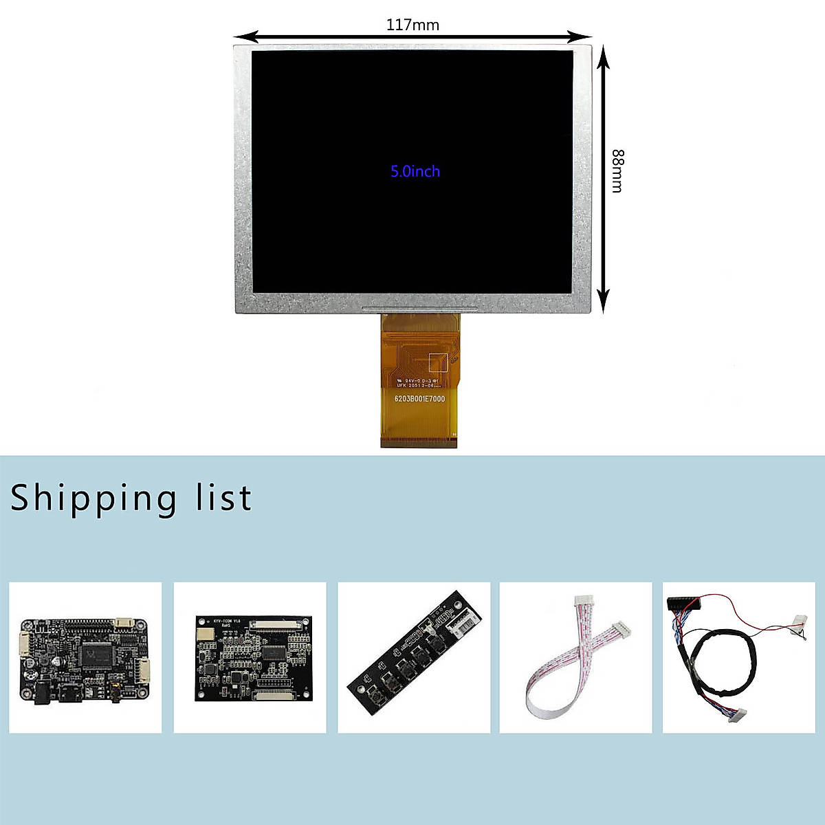 FanyiTek 5" ZJ050NA-08C 640×480 TFT LED LCD Screen and HD-MI Audio LCD Controller Board (AT050TN22 Replacement Panel)