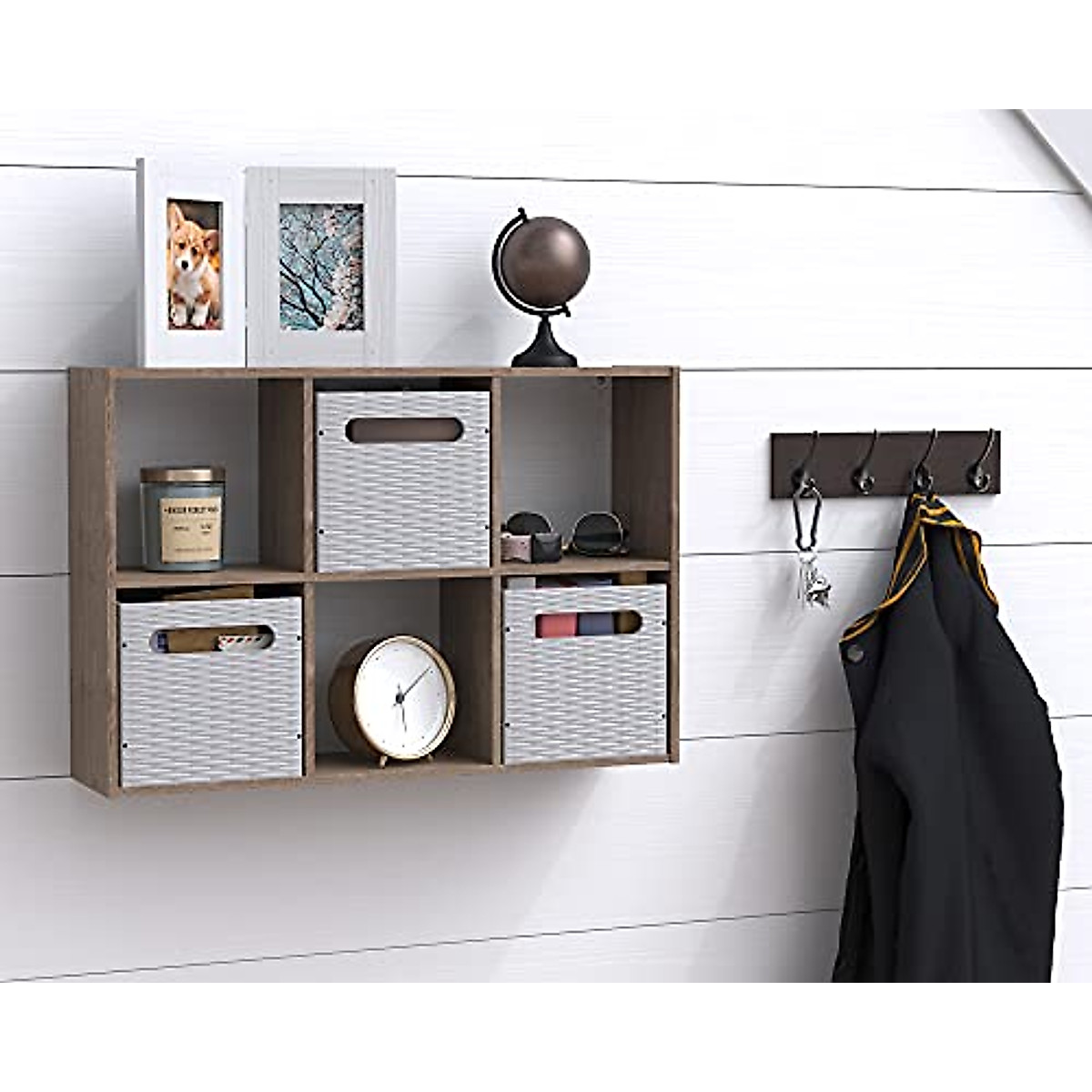 ClosetMaid Mini 6-Cube Desktop Storage Wall Mount Organizer, Weathered Teak