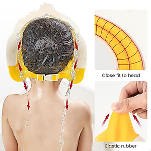 FUNUPUP 2 Pack Baby Shower Cap for Kids, Adjustable Toddler Hair Washing Bathing Cap Shield Baby Shower Visor Shampoo Cap Protect Baby Eyes (Dinosaur)