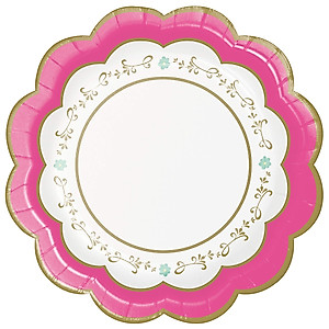 Floral Themed Tea Party Supply Pack Bundle Includes Paper Dessert Plates & Napkins for 16 Guests