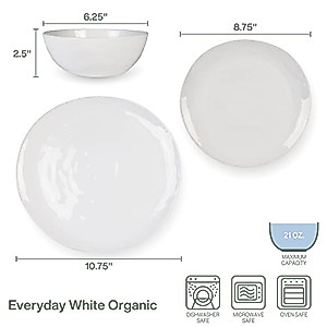 Everyday White by Fitz and Floyd Organic 12 Piece Dinnerware Set, Service for 4