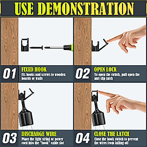 Lewufe Outdoor String Lights Hangers, Christmas Light Clips, Lights Hanger Hooks for Hanging Christmas Light, Fairy Lights, Outdoor Patio Lights, 30 Pack, Black