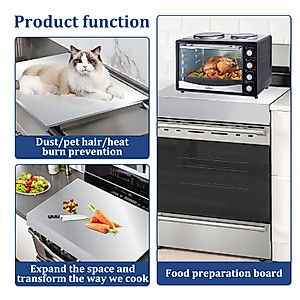 𝑱𝒊𝒔𝒄𝒖𝒍𝒐 Stainless Steel Gas Stove Top Cover(30x22x2.75 Inch), Stove Covers for Gas Stove Top, Stainless Steel Stove Cooktop Noodle Board, Gas Stove Kitchen Organizer, Expanding Kitchen Space