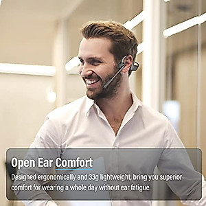 MONODEAL Bone Conduction Headphones with Mic, Bluetooth 5.3 Open Ear Headphones with Noise-Canceling Boom Microphone, Wireless Headset Waterproof Earphones for Work, Driving, Home Office Commercial