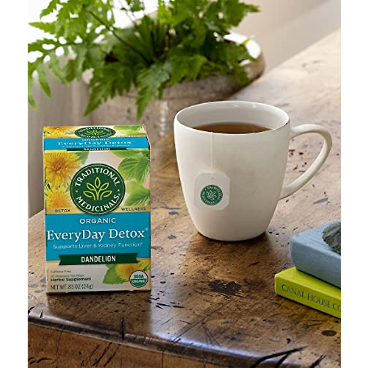 Traditional Medicinals Organic EveryDay Detox Dandelion Herbal Tea, Supports Liver & Kidney Function, (Pack of 4) - 64 Tea Bags Total