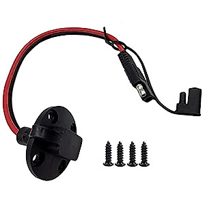 Halokny SAE Power Socket Sidewall Port, 12AWG SAE Solar Quick Connect Panel Flush Mount Plug Cable, Weatherproof SAE Extension Cable, with 4 Screws, for Automobile and Solar Panel (1Ft / 30CM)