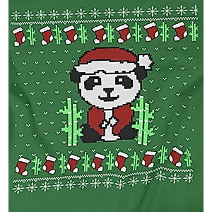 Animal World Ugly Christmas Shirts for Women, Adults Xmas T Shirt, Long Sleeve Panda Tee, Holiday Graphic Tees, Festive Tops Ideal for Parties and Seasonal Casual Wear, Green, Large