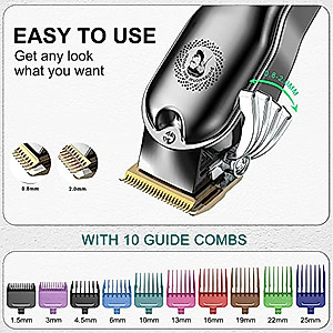 Hatteker Hair Clipper Cordless Hair Trimmer Barber Clipper T-Blade Trimmer Beard Trimmer Nose Trimmer Hair Cutting Grooming Kit Professional IPX7 Waterproof