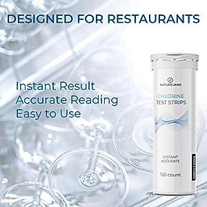[150 Strips] Restaurant Chlorine Test Paper, 10-250 ppm (Value Pack) Instant Result in 1 Second (150)