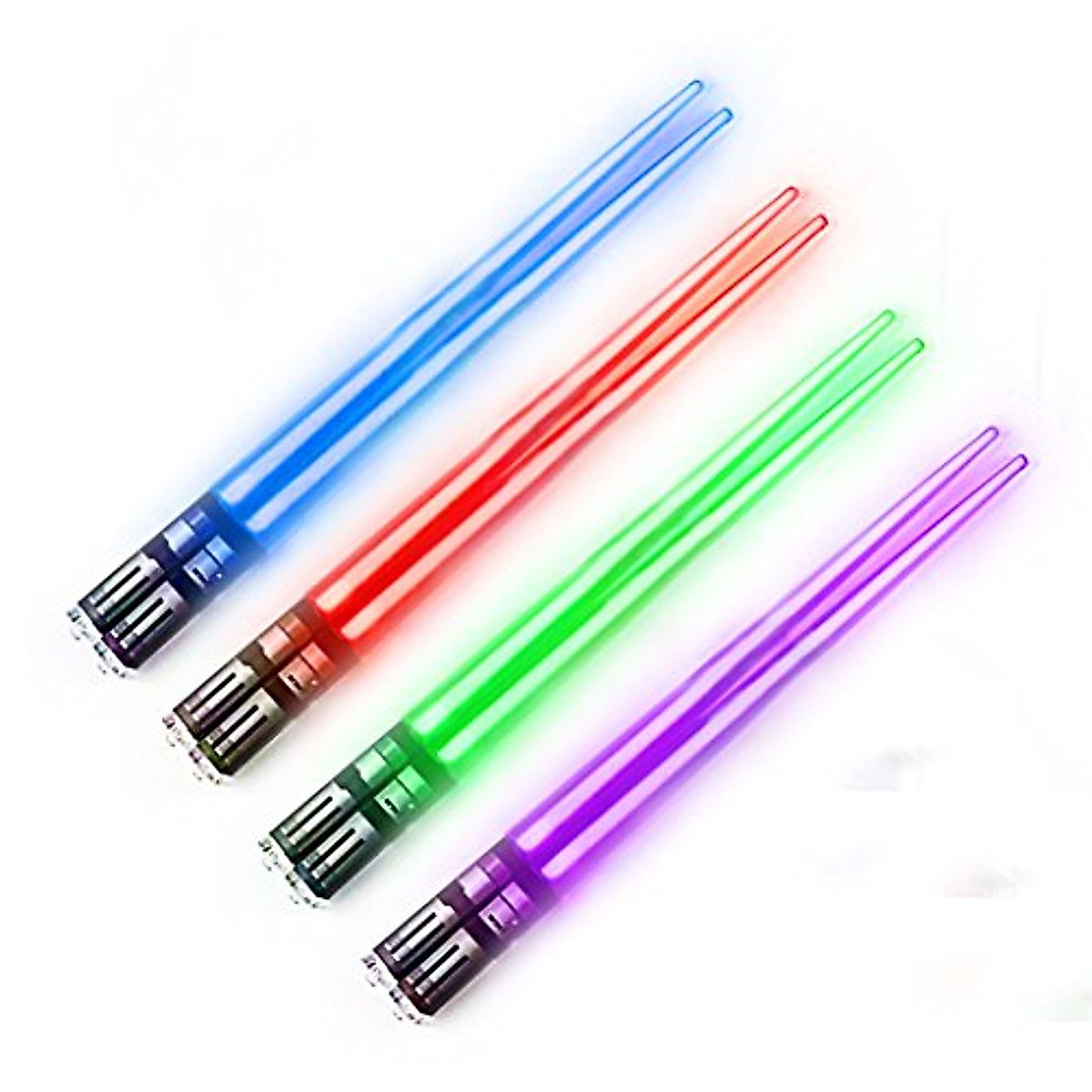 Lightsaber Chopsticks Light Up - LED Glowing Light Saber Chop Sticks - Reusable Sushi Lightup Sabers Chopstick Set Of 4 Pairs - 8 Changing Color Modes