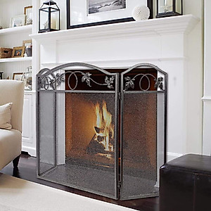 Amagabeli Indoor Fireplace Screen 3 Panel Bundle Fireplace Bellows for Fire Pit Large