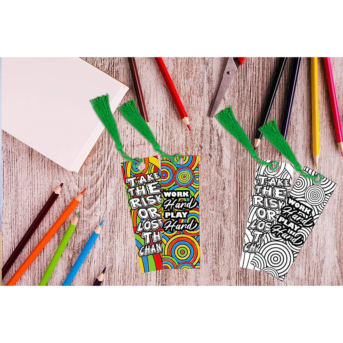 100 Piece DIY Inspirational Bookmarks for Kids, Adults, Teachers, Students Bulk, Bookmarks with Tassel