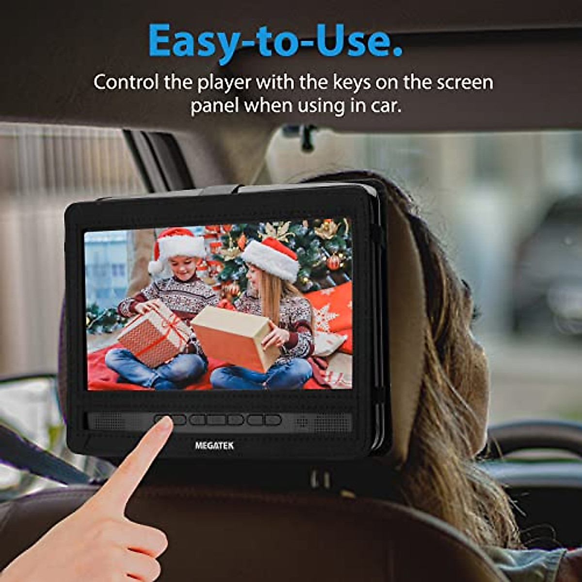 Megatek 12.5" Portable DVD Player with 10.5" HD Swivel Screen, Upgraded 6-Hour Rechargeable Battery, Play CD/DVD/USB/SD Card, Car Headrest Mount, AC Power Adapter, Car Charger, Remote Control