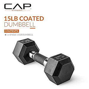 CAP Barbell Coated Dumbbell Weights with Padded Grip, 15-Pound
