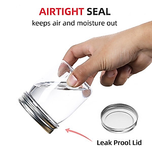 OMNISAFE 8 Ounce Clear Plastic Mason Jars With Screw On Lid, Reusable Empty Jars for Food Storage, Round BPA Free Containers for Sealing, Dry Food, Snacks, Candies, Breakage-proof, (Silver - 32 Pack)