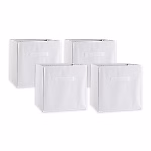 DII Non Woven Fabric Storage Bin Collection Collapsible Organizer Cube, Large Set, 11x11x11, White, 4 Count