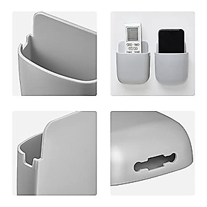 BZUEPRS Remote Control Holders Wall Mounted, 3 Pcs Self Adhesive Storage Box, Bottom Slot Easy Phone Charging, Wall Mounted Organizer Stand for Bathroom Bedroom Kitchen Office