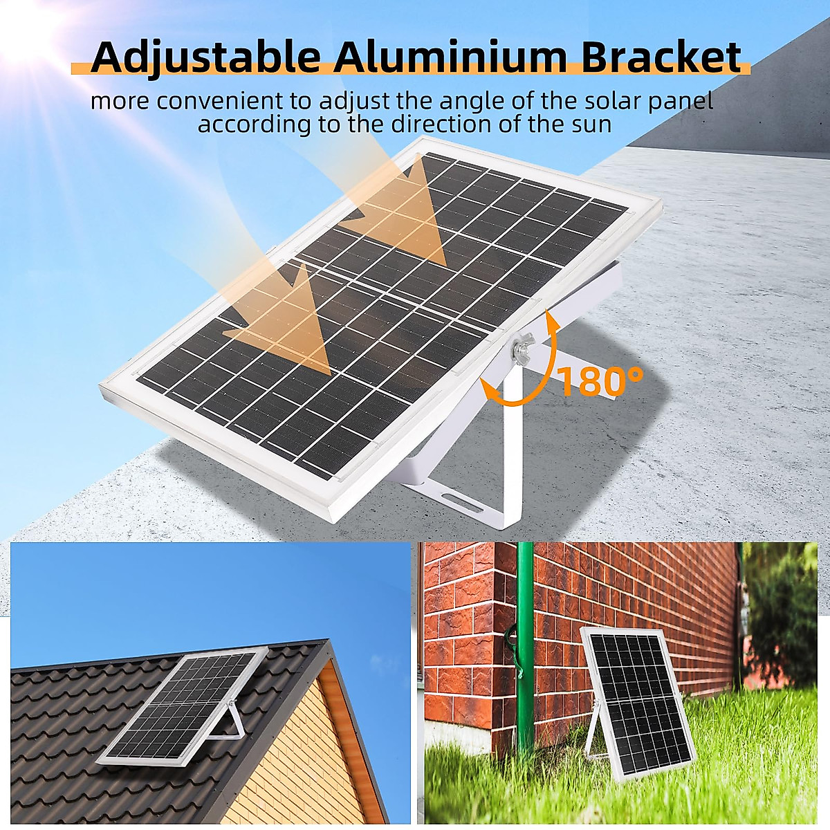 Solar Powered Fan,IUZEAI 20W Solar Panel with Bracket 8" Solar Fan with Longer 16.4ft Wire Waterproof Strong Airflow with Assembly Accessories Solar Fans for Outside,Warehouse, Shed, Kitchen, Attic