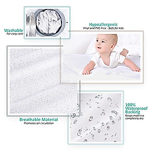 Split Queen Mattress Protector for Adjustable Bed- Soft Cooling Waterproof Noiseless Fully Split Queen Mattress Cover [2-PC 30" x 80"], 10-Inch Deep Pockets Terry Cotton Surface - White