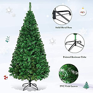 Safeplus 6FT Christmas Tree Artificial Christmas Tree Fake Fluffy Xmas Trees Holiday Decoration with Metal Foldable Stand (6FT)