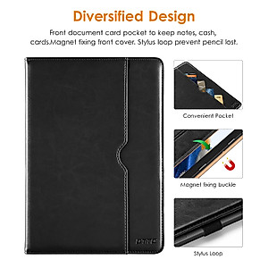 DTTO for Samsung Galaxy Tab A8 10.5 inch Case 2022, Premium Leather Business Folio Stand Cover with 3 Pack HD Tempered Glass Screen Protector for Galaxy Tab A8 10.5" [SM-X200/X205/X207], Black