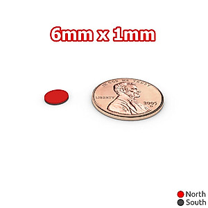 Thin 6x1mm Round Disc Magnets - Miniature Holder Sticker Magnetic Fastener Craft Scrapbooking Tool Circular Slim Magnet Disk (100 Pack)