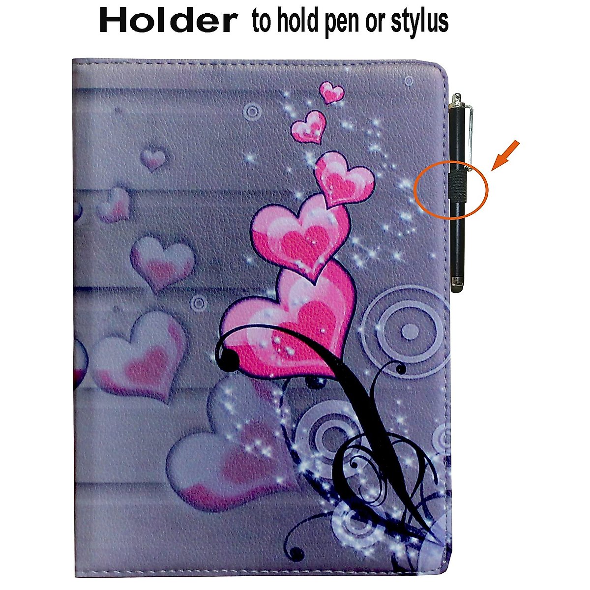 JYtrend Case for iPad 10.2 inch, for iPad 9th 8th 7th Generation, Rotating Stand Smart Magnetic Auto Wake Up/Sleep Cover for A2602 A2603 A2604 A2605 MK2L3LL/A MK2P3LL/A MK673LL/A (Heart Flower)