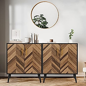 Likein Black Storage Cabinet with 2 Doors, Modern Sideboard Buffet Cabinet with Storage, Black Accent Storage Cabinet with Doors & Adjustable Shelves for Living Room, Office, Bedroom, Entryway