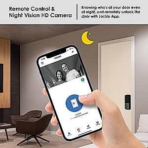 Lockly Vision Elite - WiFi Video Smart Lock with Night Vision Camera, Motion Sensor, Biometric Fingerprint, Voice Control, App Remote Control, Doorbell, Solar Panel, Digital Keypad, Matte Black