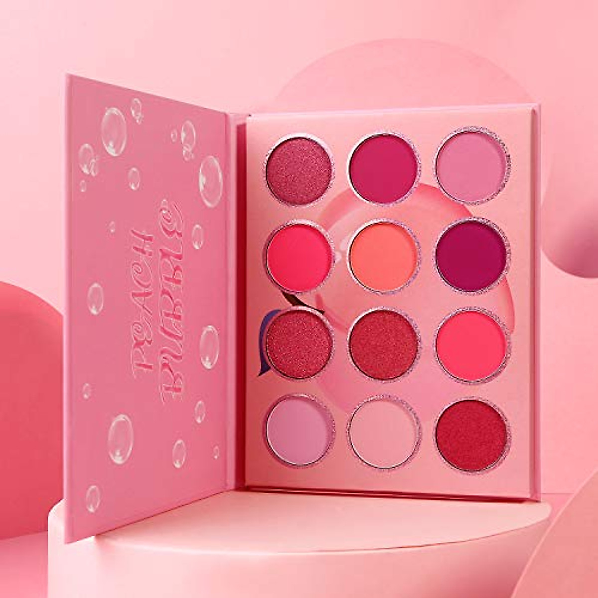 ecofavor Pink Eyeshadow Palette,Professional Matte Shimmer Metallic 12 Shades, Eyes Shadows Makeup Pallet, High Pigmented Waterproof Small and Cute Makeup Pallete
