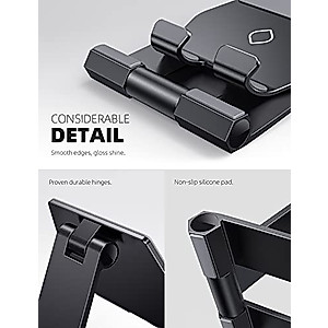 Lamicall Upgrade Super Stable Cell Phone Stand for Desk - Foldable Portable Aluminum Desktop Phone Holder Cradle Dock, Compatible for iPhone 14 13 12 Mini 11 Pro Xs Max Smartphones, Tablets 4-11"